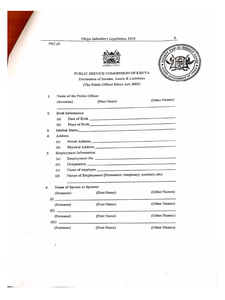 Wealth Declaration Form 2019 | PDF