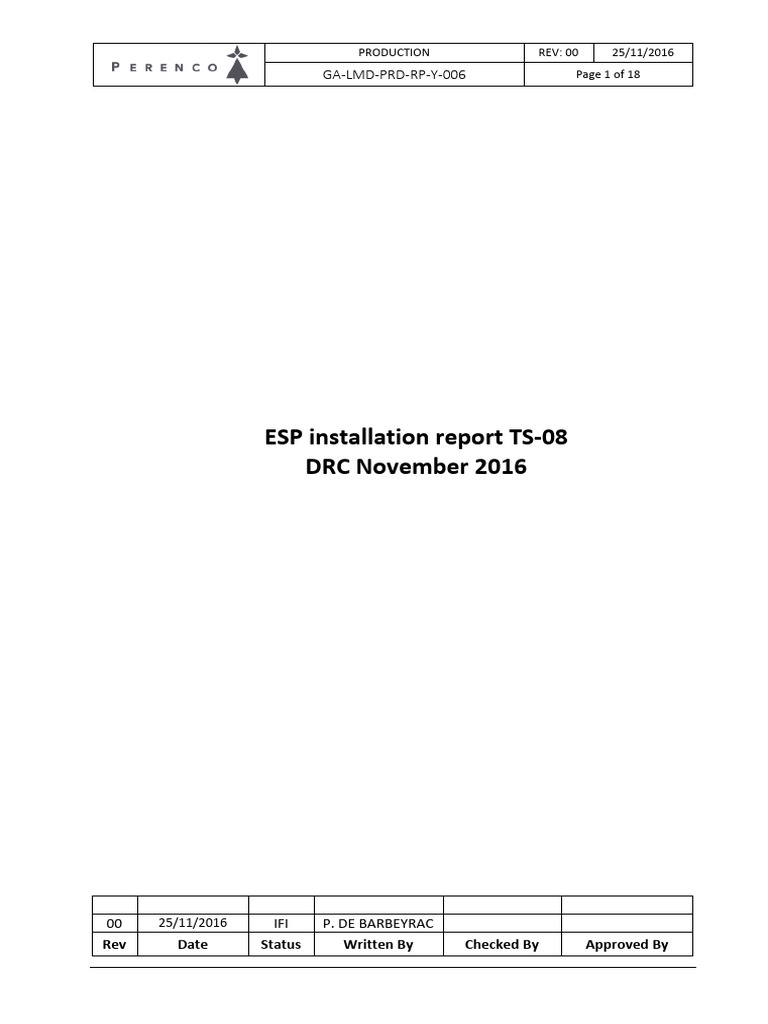 ESP Installation Report for TS-08 Well | PDF