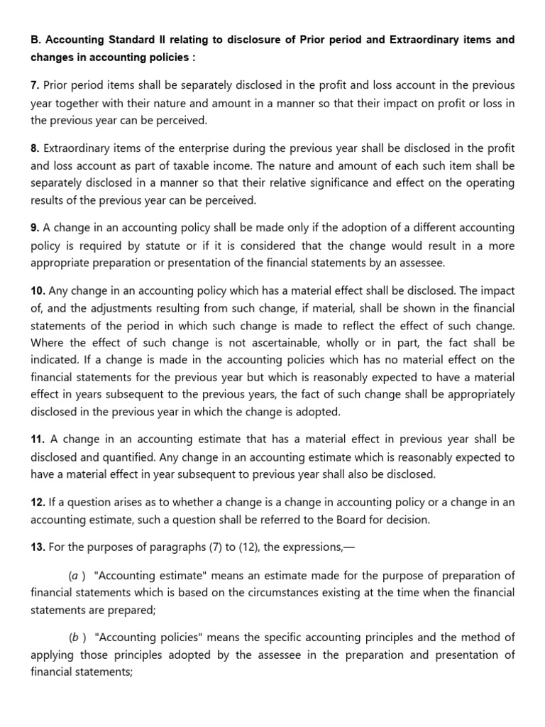 Accounting Standards on Prior Period Items | PDF | Income Statement