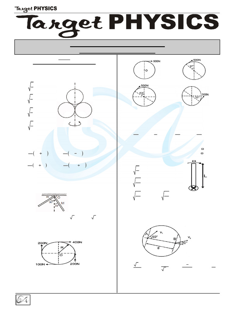 12th Advanced Assignment-15 Rotational Motion | PDF | Rotation Around A ...
