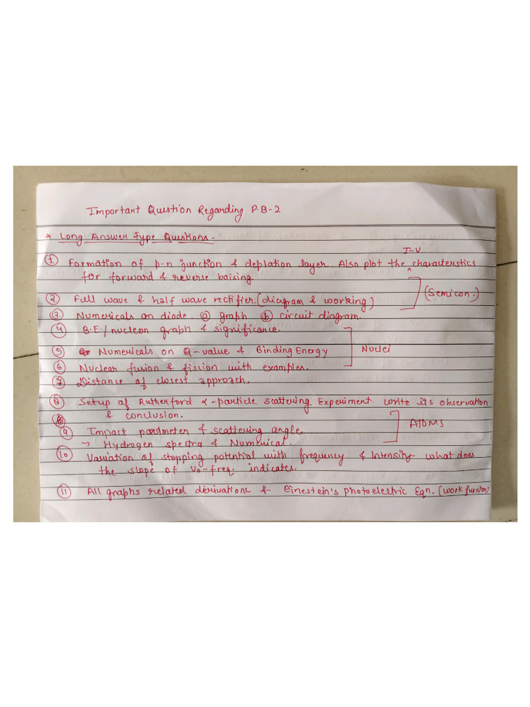 Important Questions For Pre Board 2 | PDF