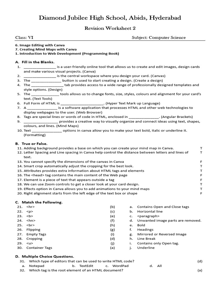 WORKSHEET2_VI_SA2_Key | PDF | Html | Tag (Metadata)