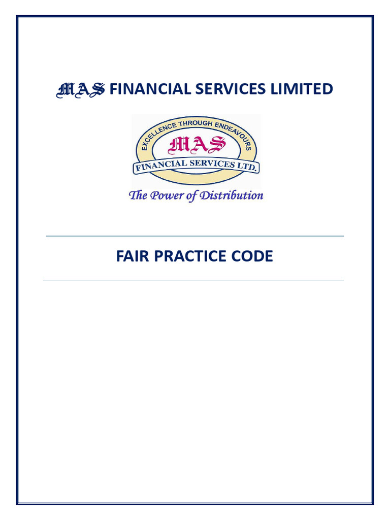 MAS Financial Services Fair Practice Code | PDF | Loans | Annual ...