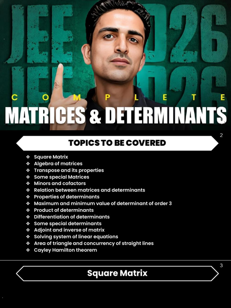 Matrices and Determinants Jee 2026 (1) | PDF | Determinant | Matrix ...