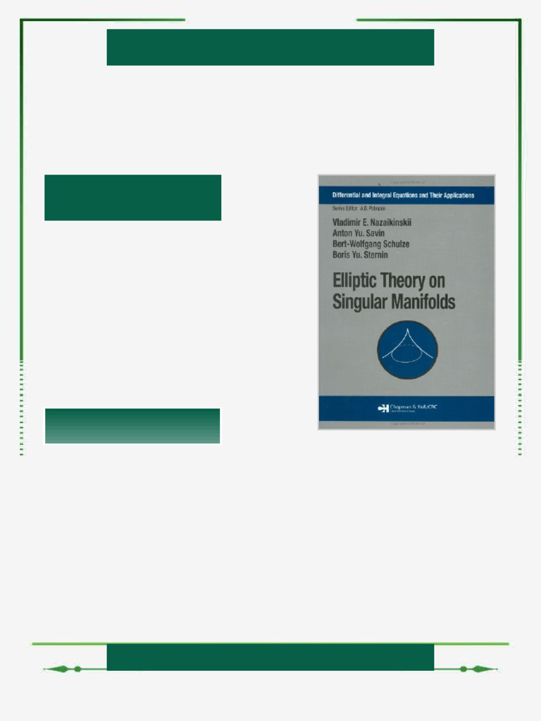 Elliptic theory on singular manifolds 1st Edition Vladimir E ...