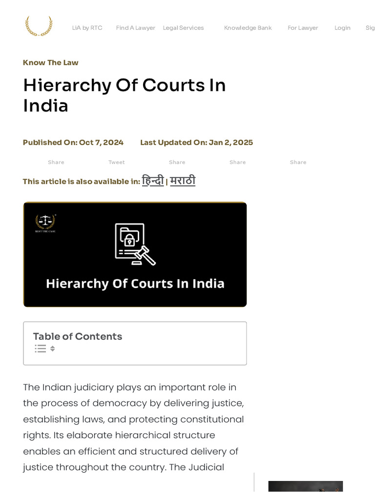 Hierarchy of Courts in India Explained | PDF | Jurisdiction | Tribunal