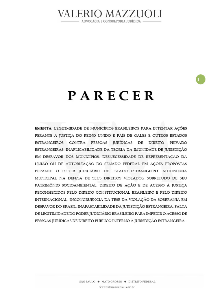 20) Parecer - Valério Mazzuoli | PDF | Jurisdição | Estado