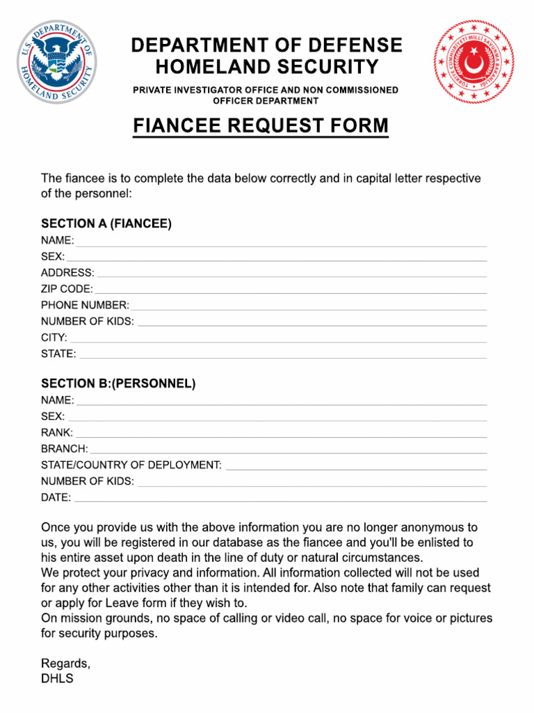 Fiancée Registration Form for Military Personnel | PDF