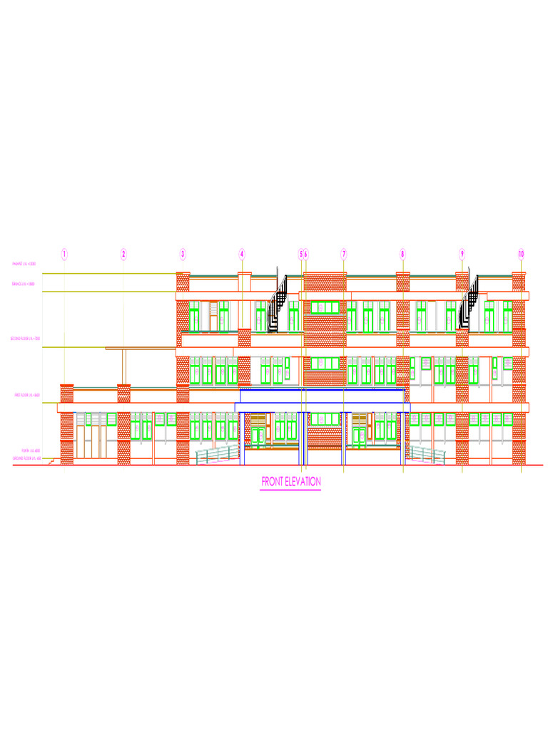 Front Elevation: Parapet LVL +12000 | PDF