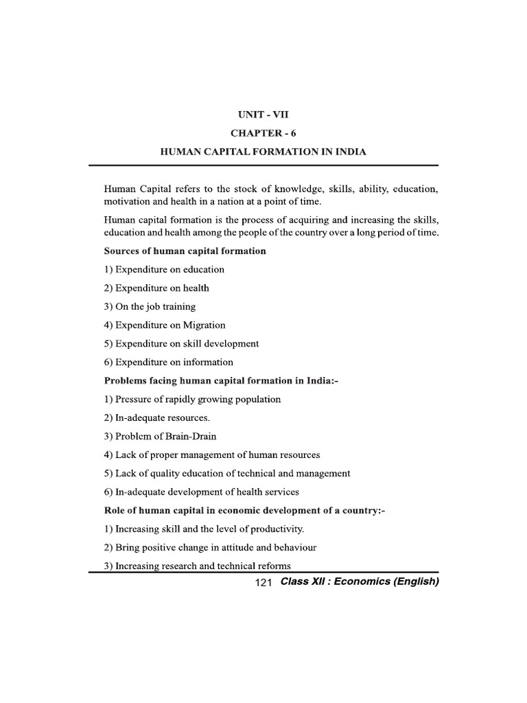 CH 6 Human Capital Formation | PDF