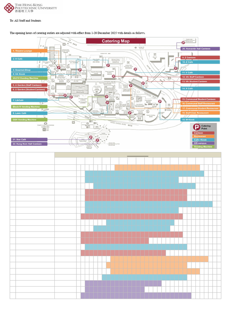 Operation Mode and Opening Hours of Campus Catering Outlets | PDF ...