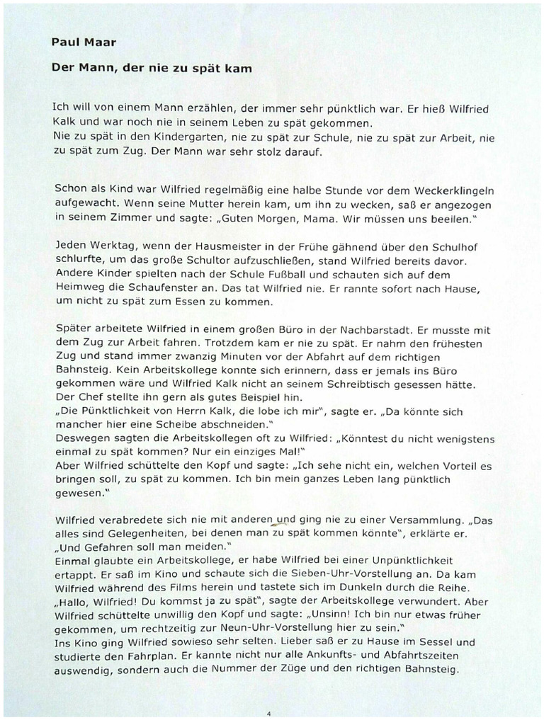 Paul Maar - Der Mann, Der Nie Zu Spät Kam - TEXT | PDF