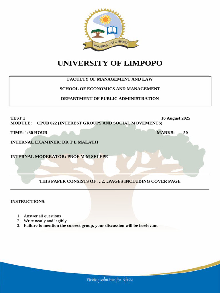 CPUB 022 TEST 1 2025 (1) | PDF | Fundamentalism | Bible