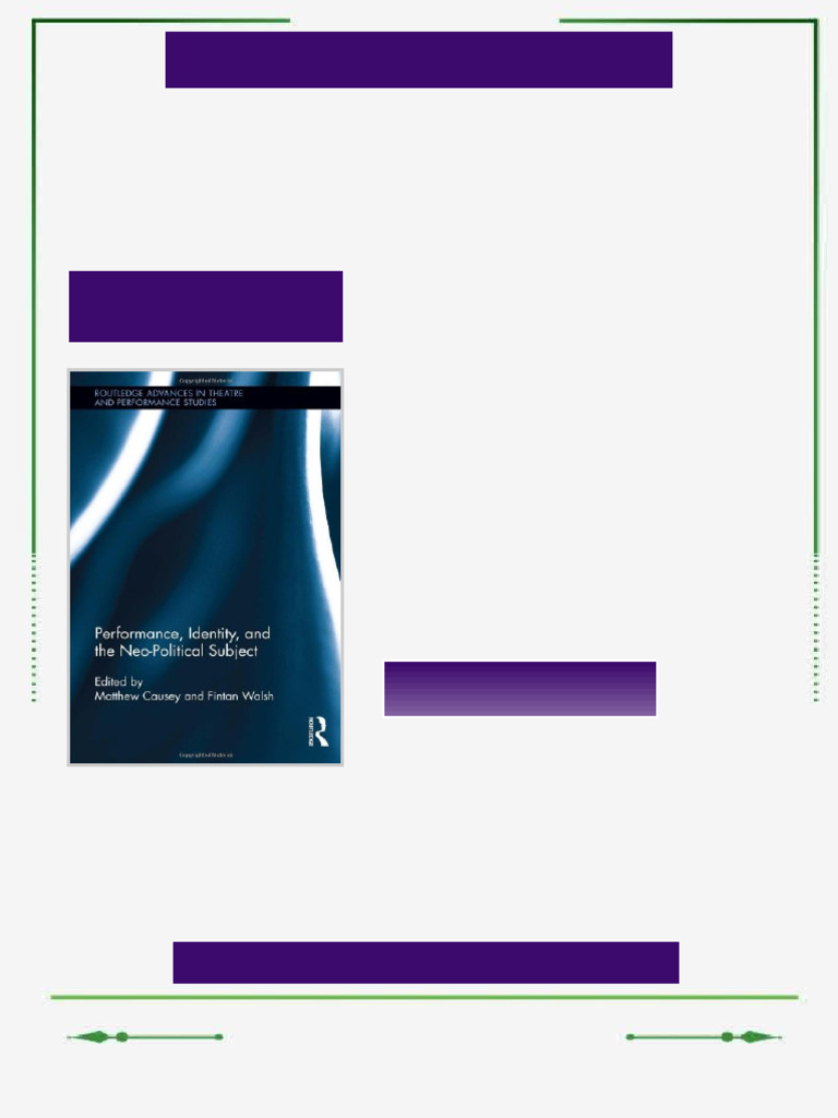 Performance Identity and the Neo Political Subject 1st Edition Fintan ...