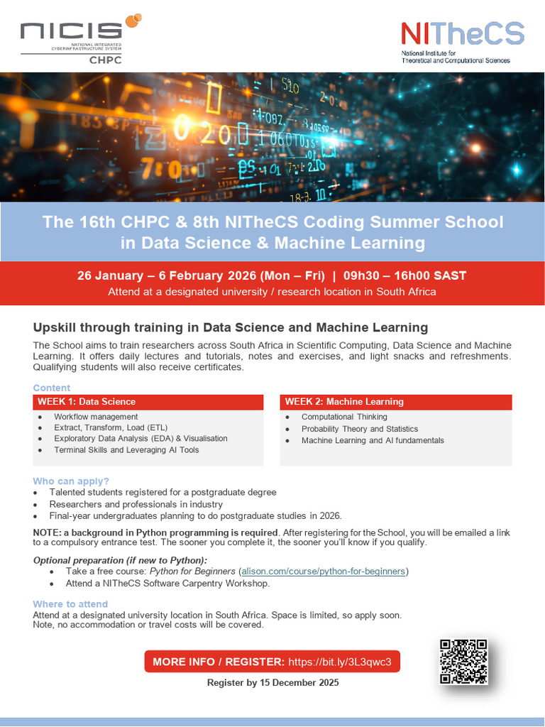 CHPC NITheCS Coding Summer School 2026 | PDF