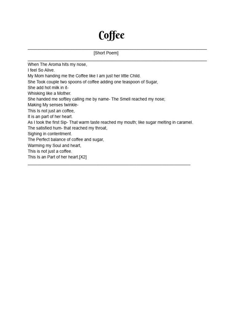 Coffee Short Poem! | PDF