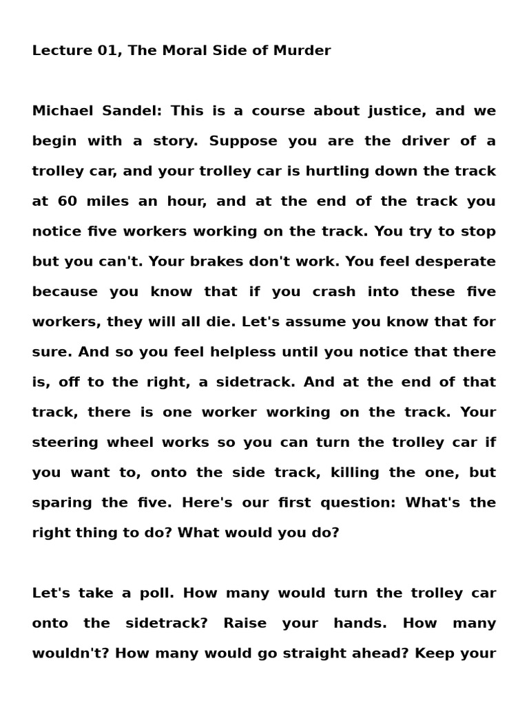 Justice Michael Sandel | PDF | Utilitarianism | Reason