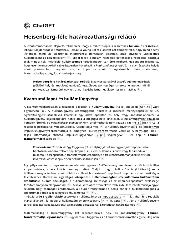 Heisenberg-féle Határozatlansági Reláció | PDF