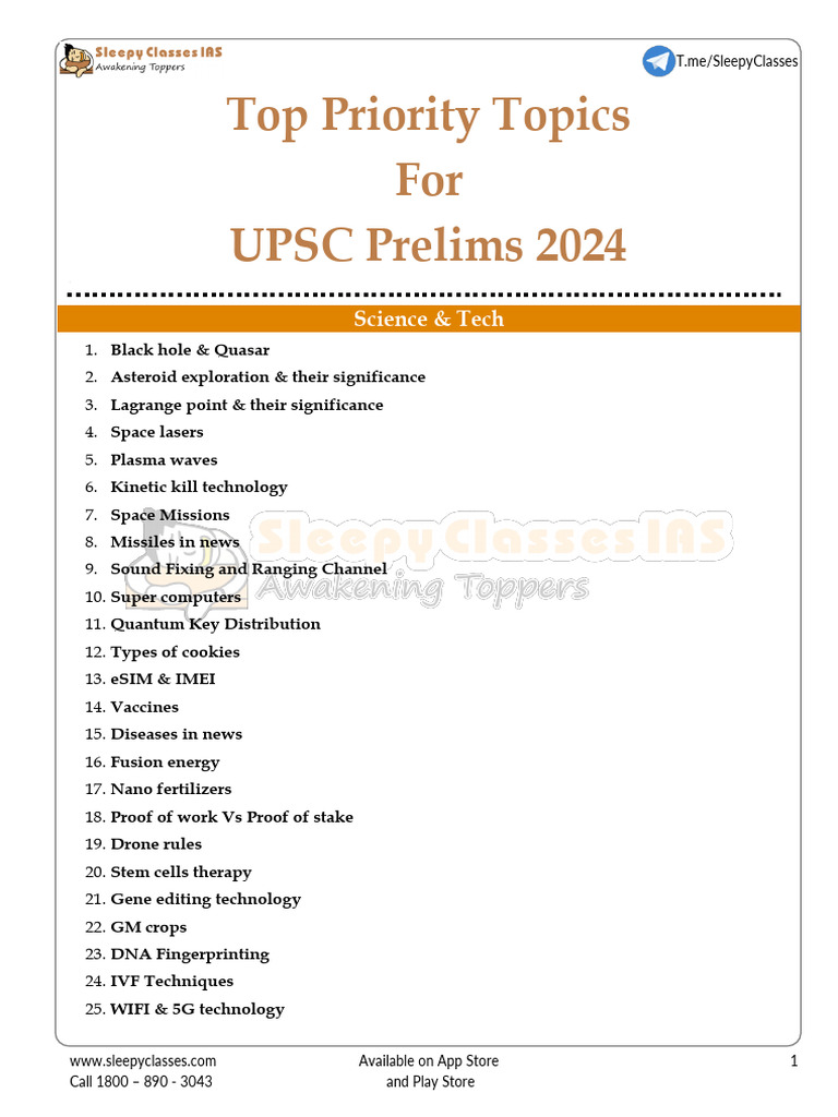 Prelims 2024 Top Priority Topics | PDF | Oceans | Climate