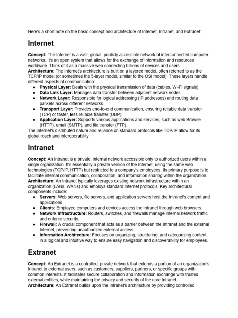 Internet, Intranet, Extranet Overview | PDF | Computer Network ...