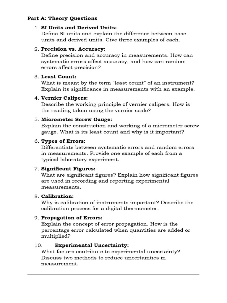Measurement Theory and Error Analysis Guide | PDF | Significant Figures ...