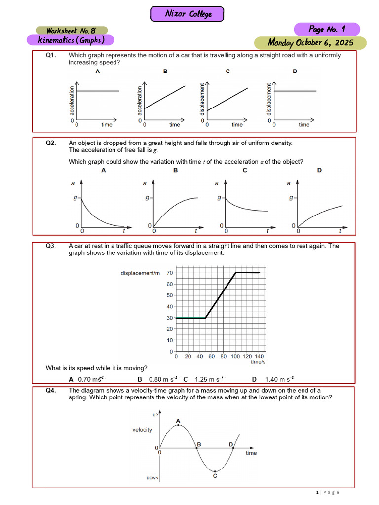 Kinematics Graphs | PDF | Acceleration | Velocity