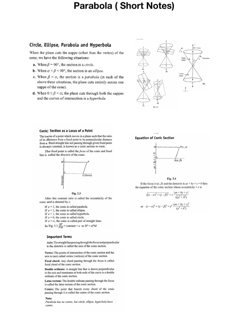 Parabola (Short Notes ) | PDF