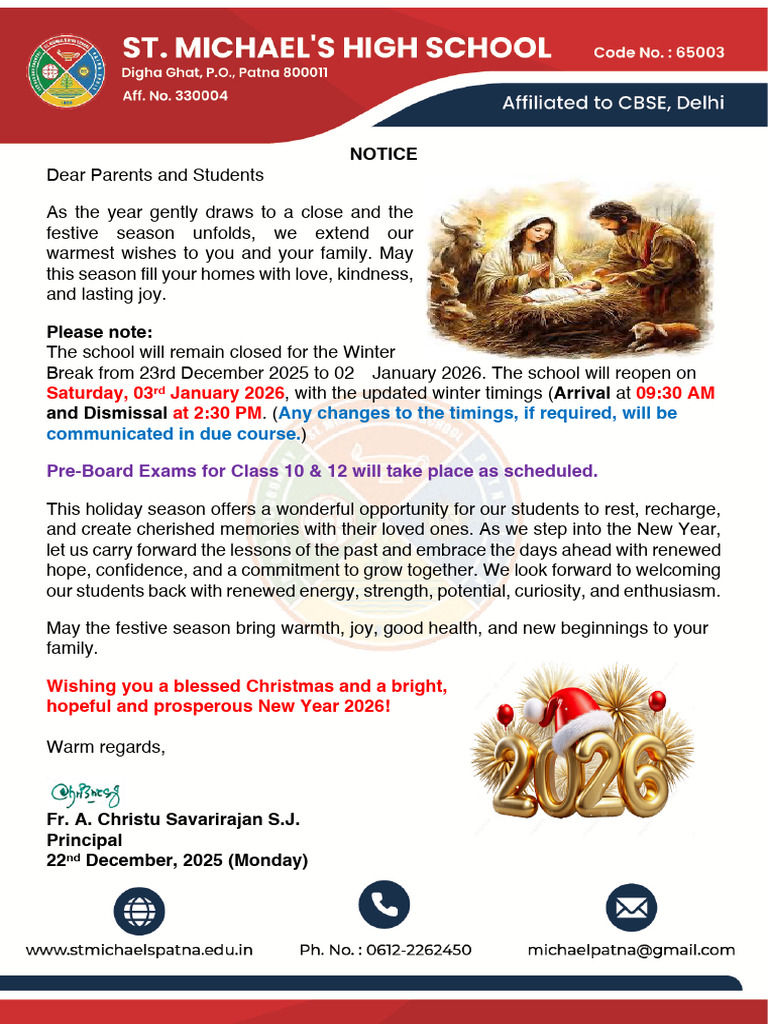 Winter Break Notice 22.12.25 | PDF