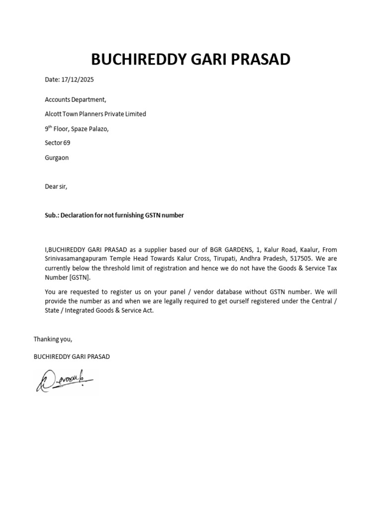 TPI150 Non GST Declaration | PDF
