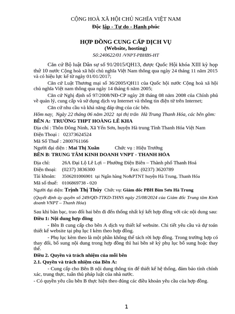 Hop Dong - C3 HLK | PDF