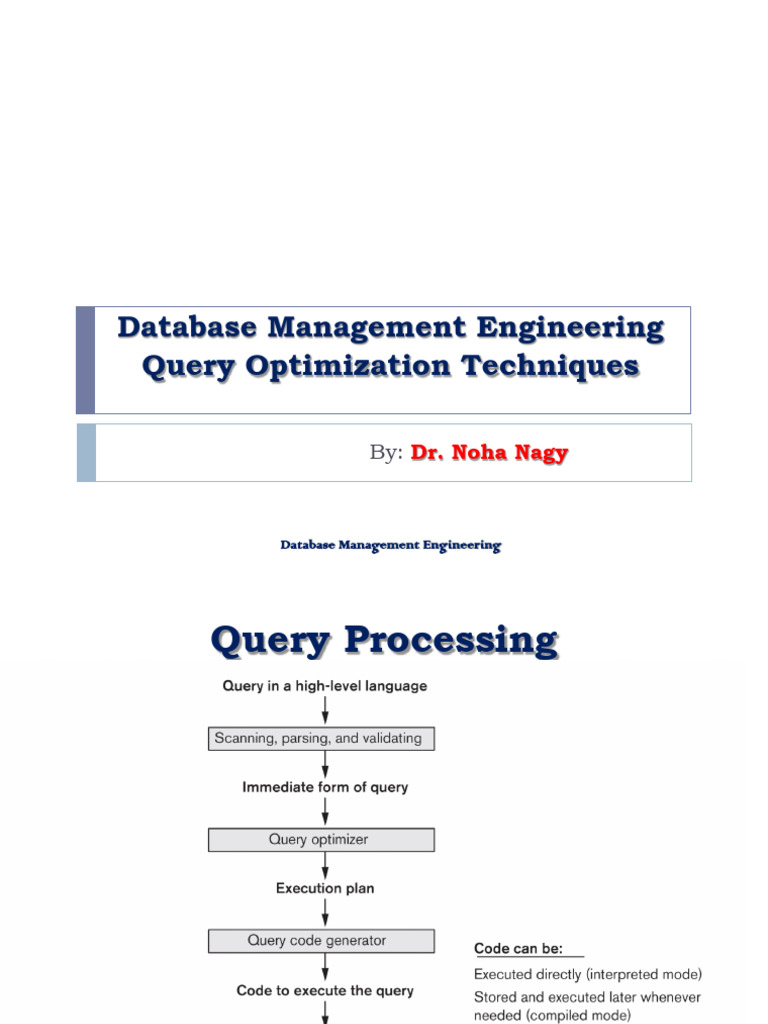 Query Optimization Techniques Explained | PDF | Databases ...