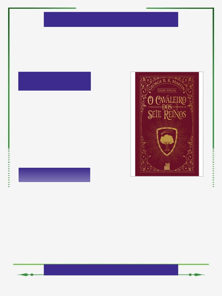 O cavaleiro dos Sete Reinos Edição especial 1st Edition George R R ...