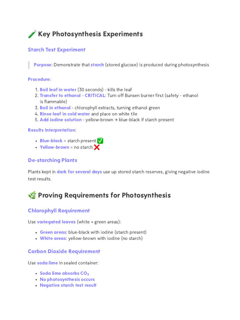 Photosynthesis Experiments (Starch Leaf and Pond Weed) - GCSE Biology ...