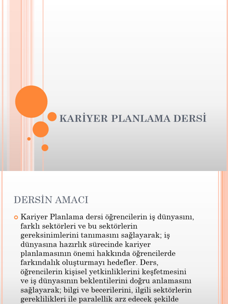 1 Kariyer Planlamasi Derse Giris | PDF