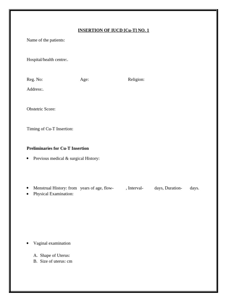Insertion of Iucd Assessment | PDF