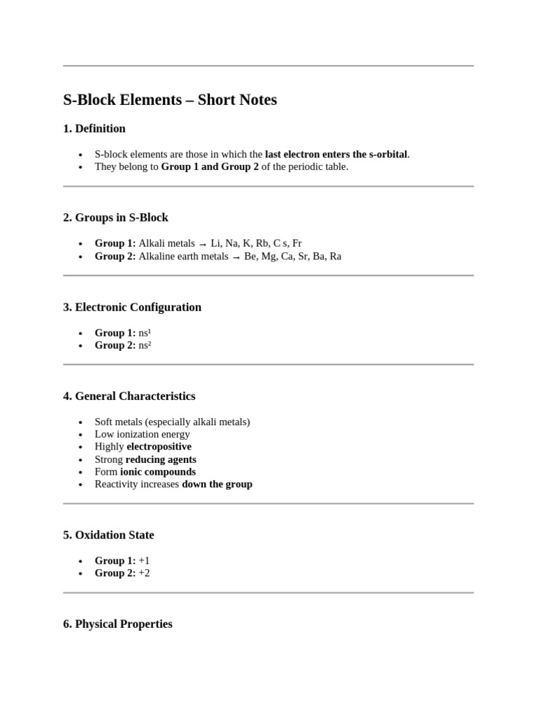 S BLOCK | PDF