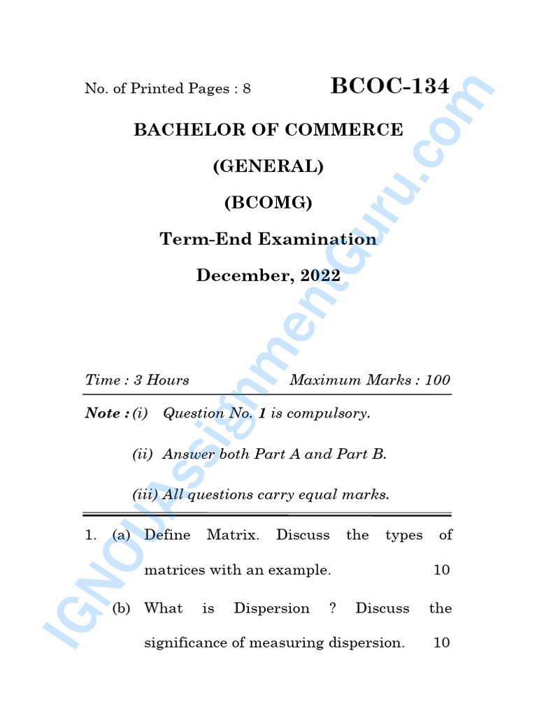 26._Dec_2022 BCOC-134 IGNOUAssignmentGuru.com | PDF | Elasticity ...