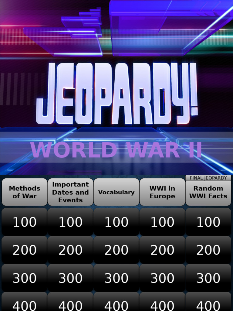 World War I Jeopardy Game | PDF | World War I | German Empire
