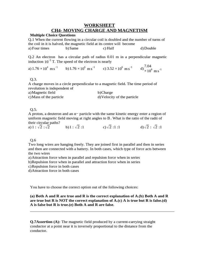 Magnetic Fields and Charged Particles Quiz | PDF | Magnetic Field | Force