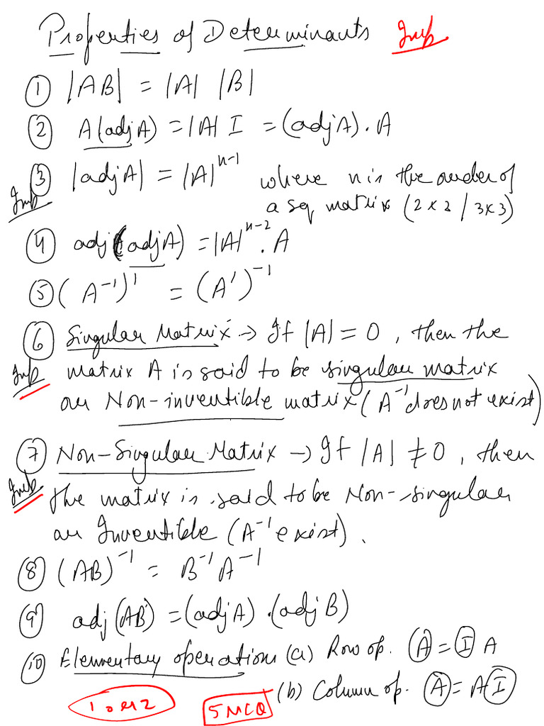 Properties of Determinants | PDF