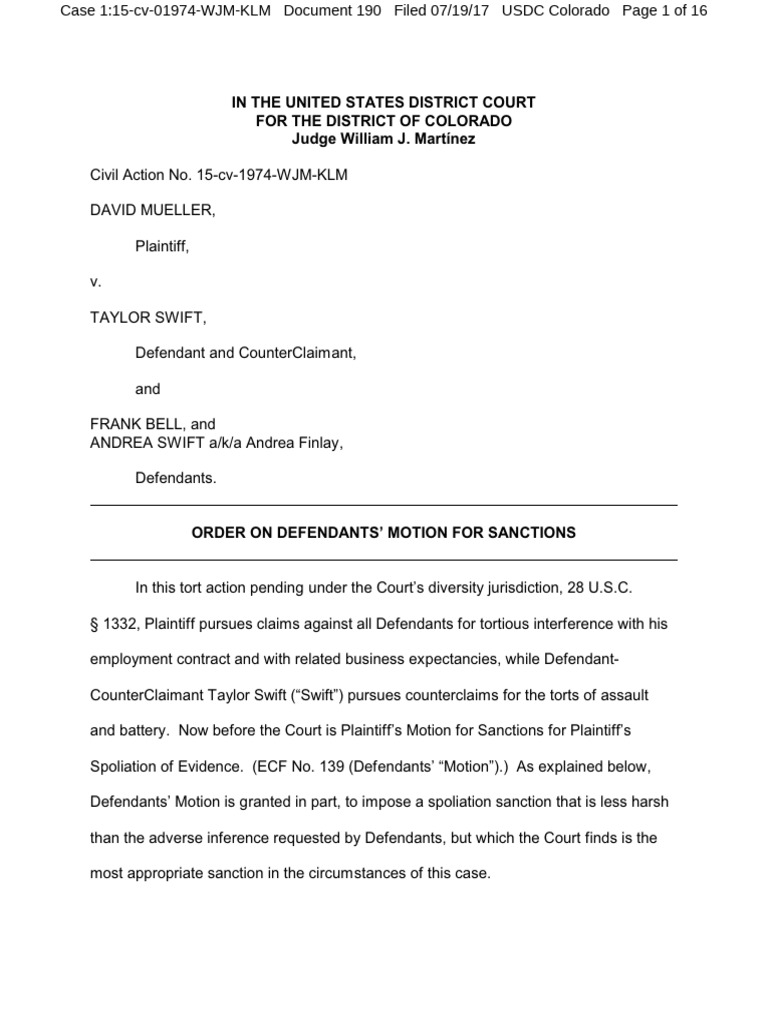 Swift Sanctions ORDER | PDF | Lawsuit | Prejudice (Legal Term)