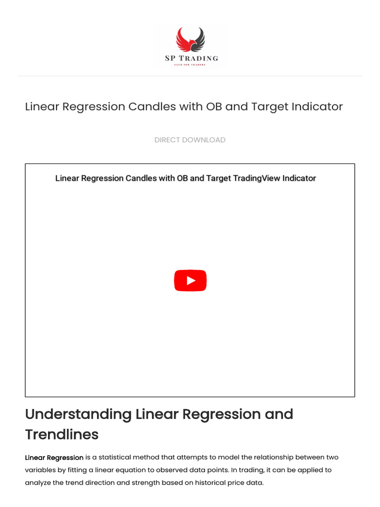 Linear Regression Candles with OB and Target Indicator - SPTrading ...