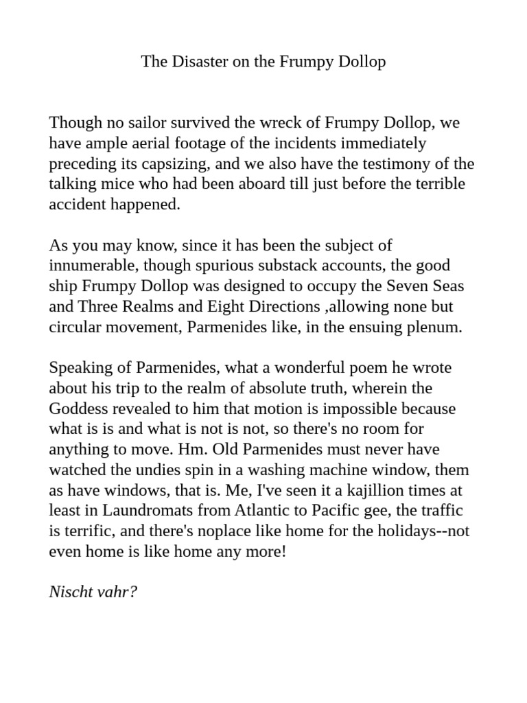 The Disaster on the Frumpy Dollop | PDF