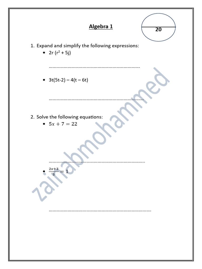 Algebra 1 | PDF