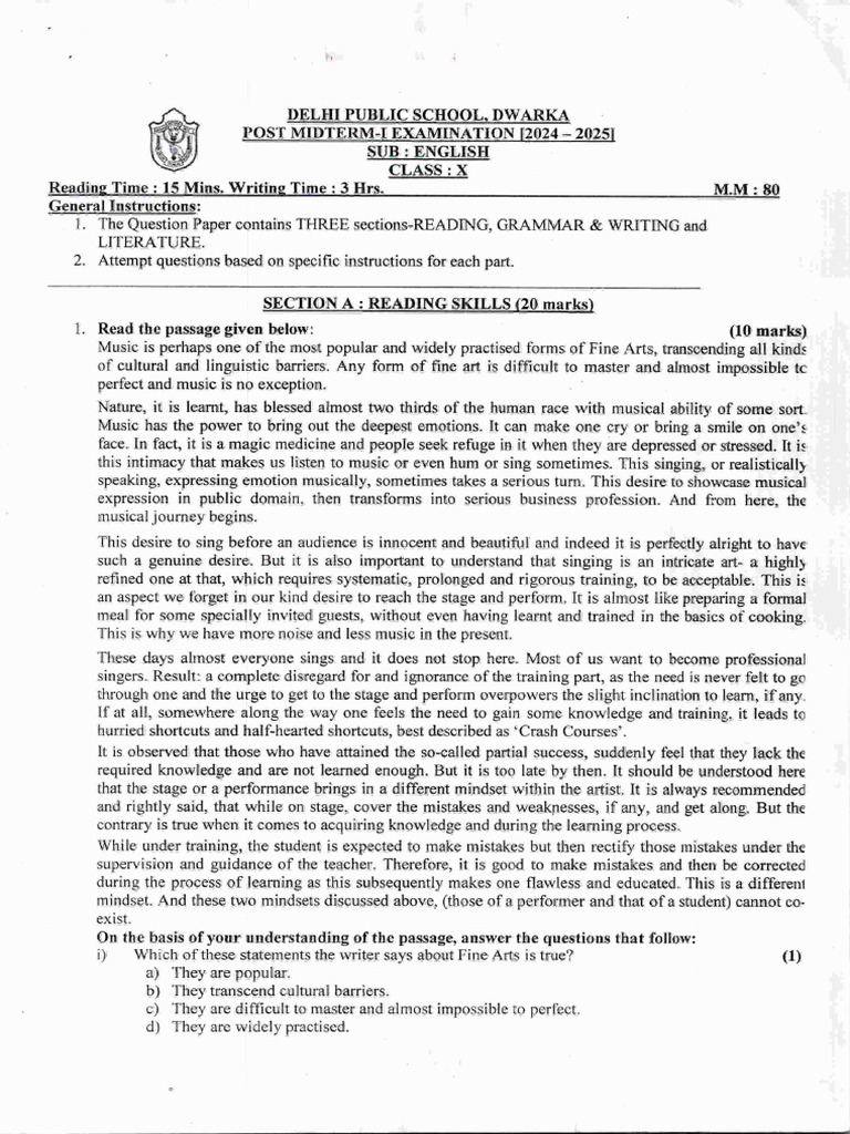 Pre Board I Exam Class 10 2024-25 | PDF | Circle | Area