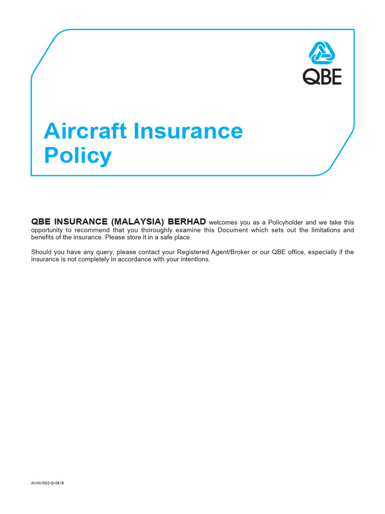 Aircraft Insurance Policy Overview | PDF | Insurance | Indemnity