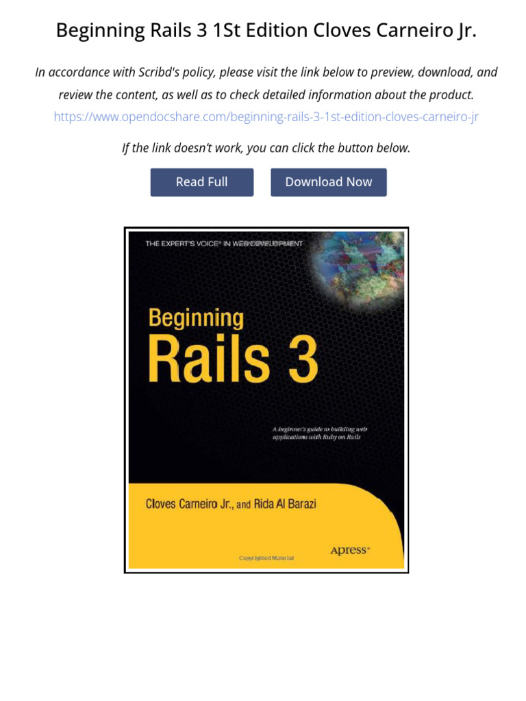 Beginning Rails 3 1st Edition Cloves Carneiro Jr. No Waiting Time | PDF ...