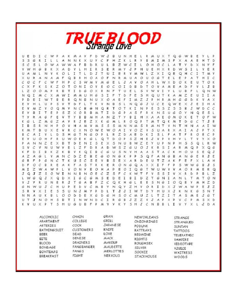True Blood Word Search | PDF