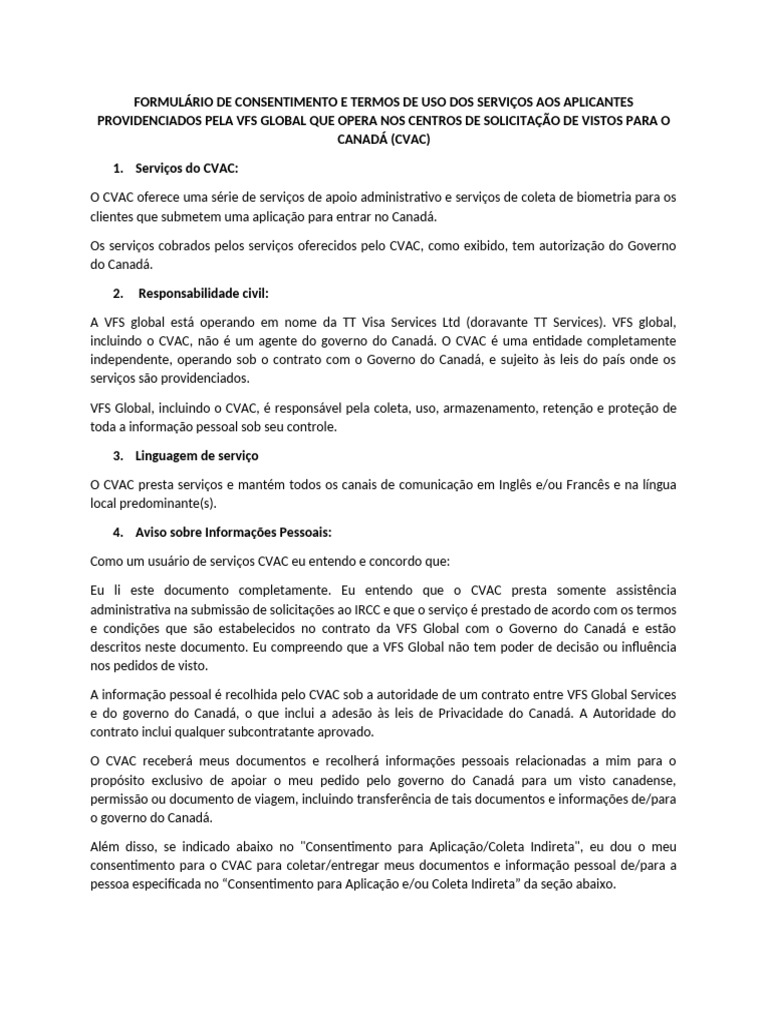 Consent Form TTS - Portugues 2 First Pages | PDF | Canadá | Governo do ...