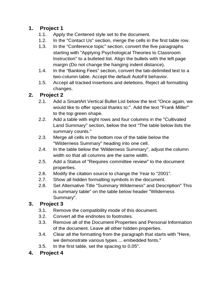 Document Formatting and Editing Tasks | PDF | Note (Typography) | Paragraph